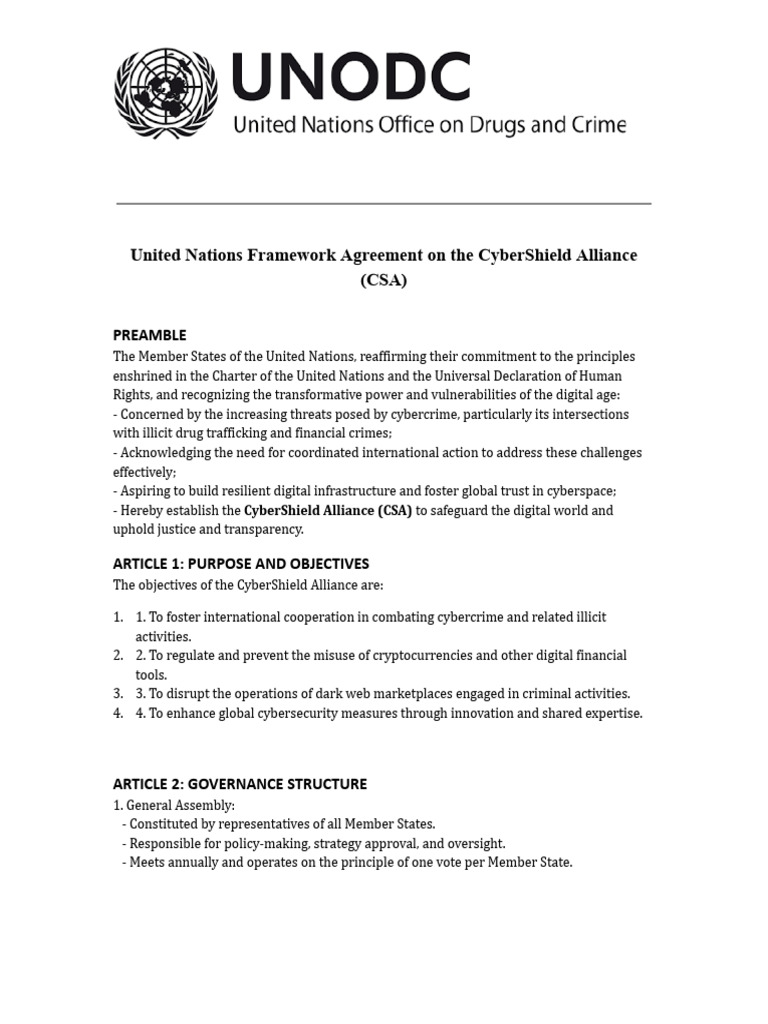 CyberShield Alliance Framework Agreement | PDF | United Nations ...