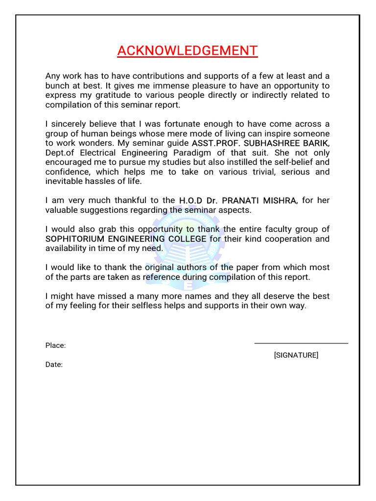 Acknowledgement, Declaration | PDF