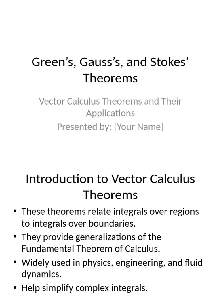 Green's and Gauss's Theorems Explained | PDF | Integral | Flux