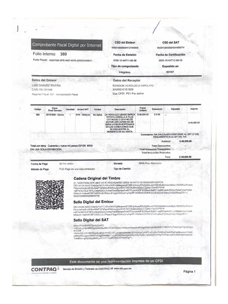 Comprobante Fiscal Digital Por Internet | PDF
