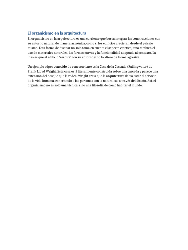 Organicismo en la arquitectura moderna | PDF
