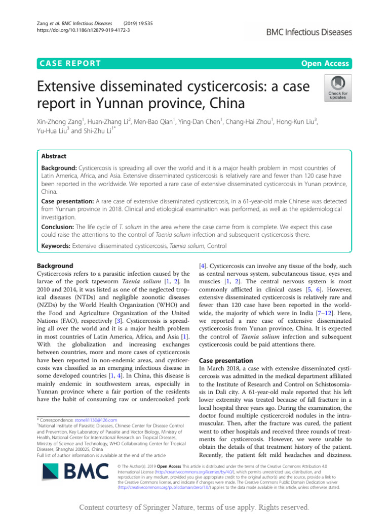 Extensive Disseminated Cysticercosis A Case Report | PDF | Medical ...