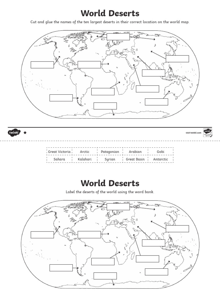 World Deserts Map Labeling Activity Us S 265 Ver 1 | PDF