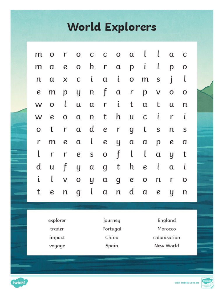 World Explorers Word Search | PDF | Age Of Discovery | Field Research