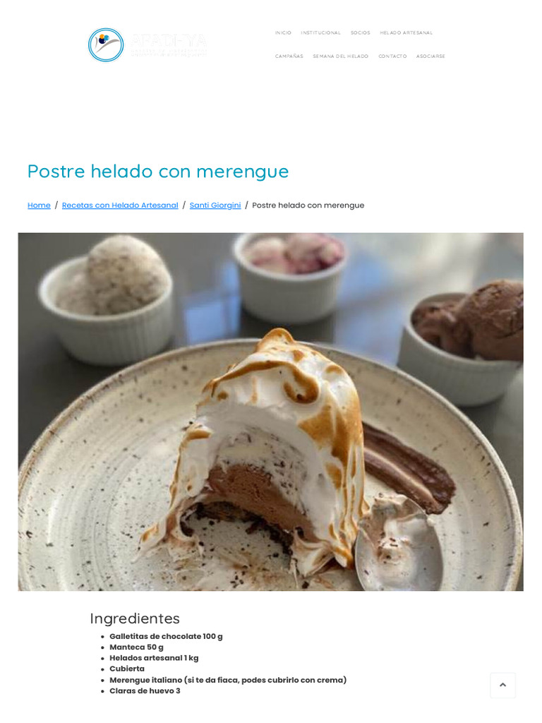 Postre Helado Con Merengue - AFADHYA | PDF | Helado | Merengue