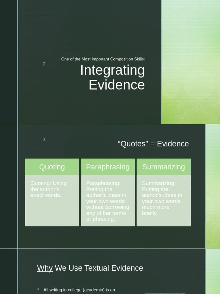 102 Integrating Evidence | PDF