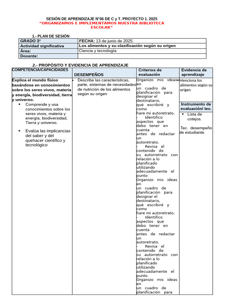 Proyect-1-Cyt, Representamos, Los Alimentos y Su Clasificación | PDF | Aprendizaje | Alimentos