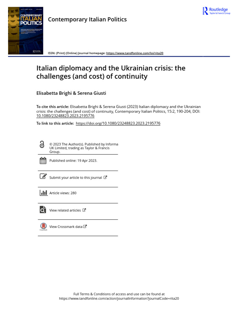 Italian Diplomacy in the Ukraine Crisis | PDF | European Union ...