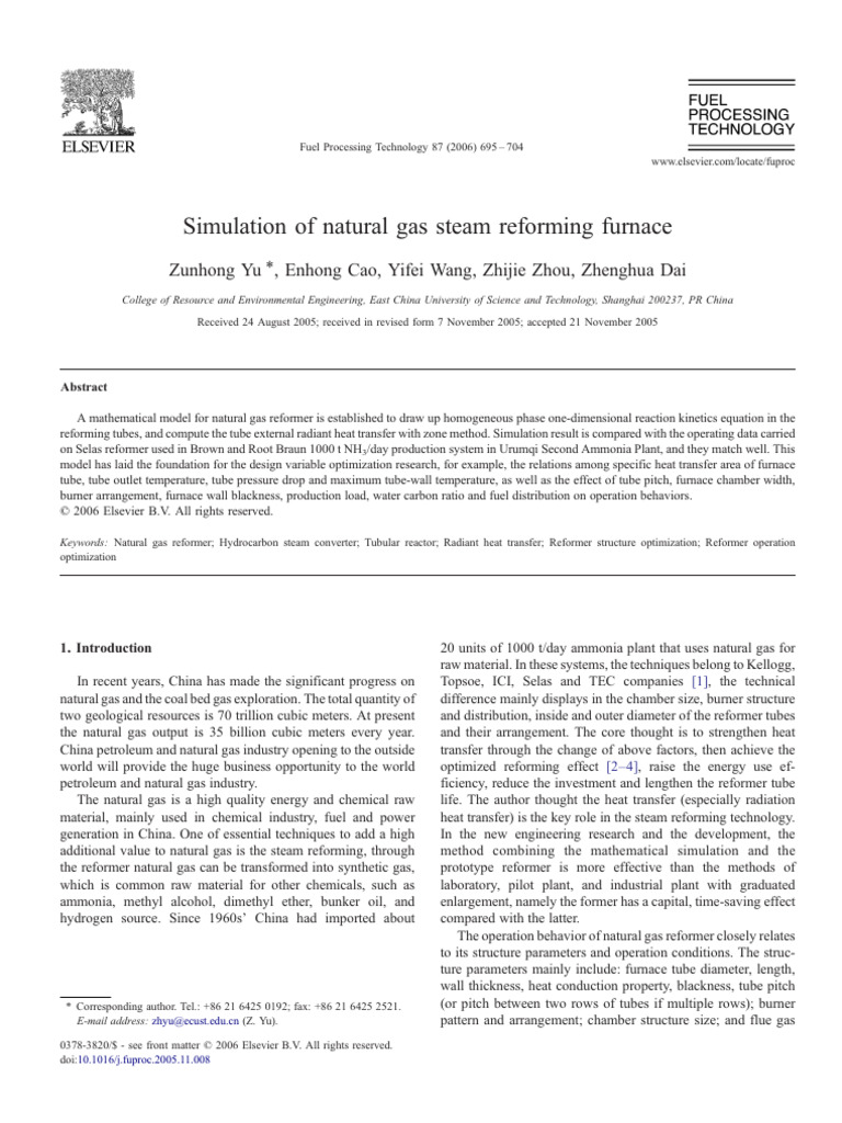 Natural Gas Reforming Simulation Model | PDF | Gases | Natural Gas