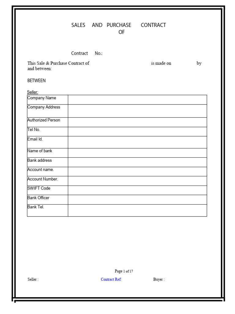 Sample SPC Sales Purchase Contract | PDF | Letter Of Credit | Procurement