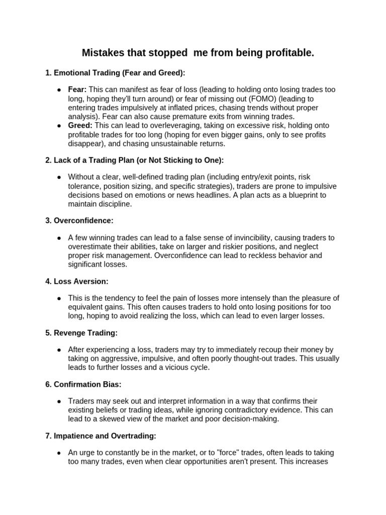Trading Psychology Mistakes and Tips | PDF | Risk | Risk Management