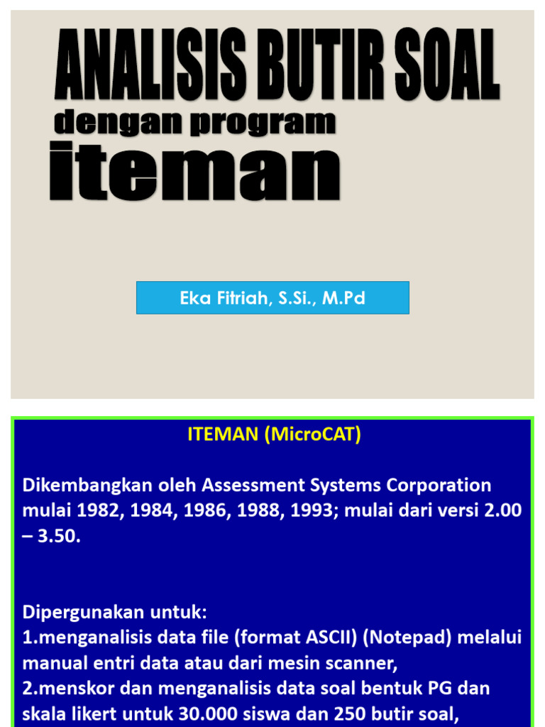 Analisis Butir Soal (Iteman, Anates, SPSS, Tap) | PDF
