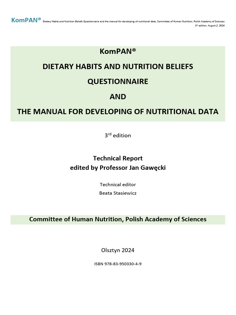 KomPAN MANUAL English Version 3.0-Dn02!08!2024 | PDF | Healthy Diet | Diet (Nutrition)