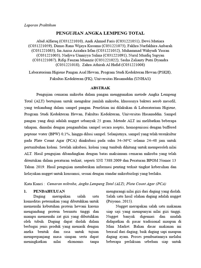 Pengujian Angka Lempeng Total Nugget | PDF