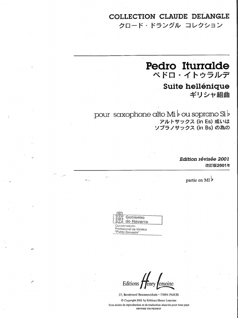 ITURRALDE, P. - Suite Hellénique (Saxofón y Piano) | PDF