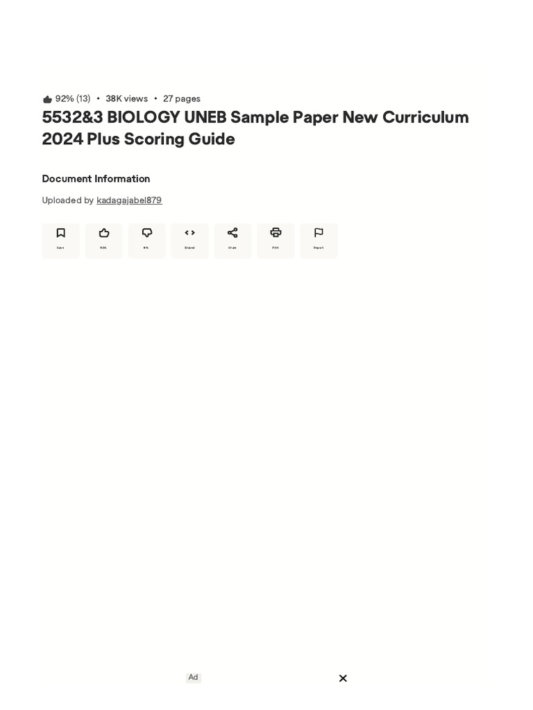 Biology UNEB Sample Paper 2024 | PDF | Scribd | Publishing