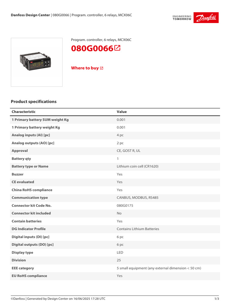 Danfoss Product Details 2025-06-16 | PDF | Computer Engineering | Electrical Engineering