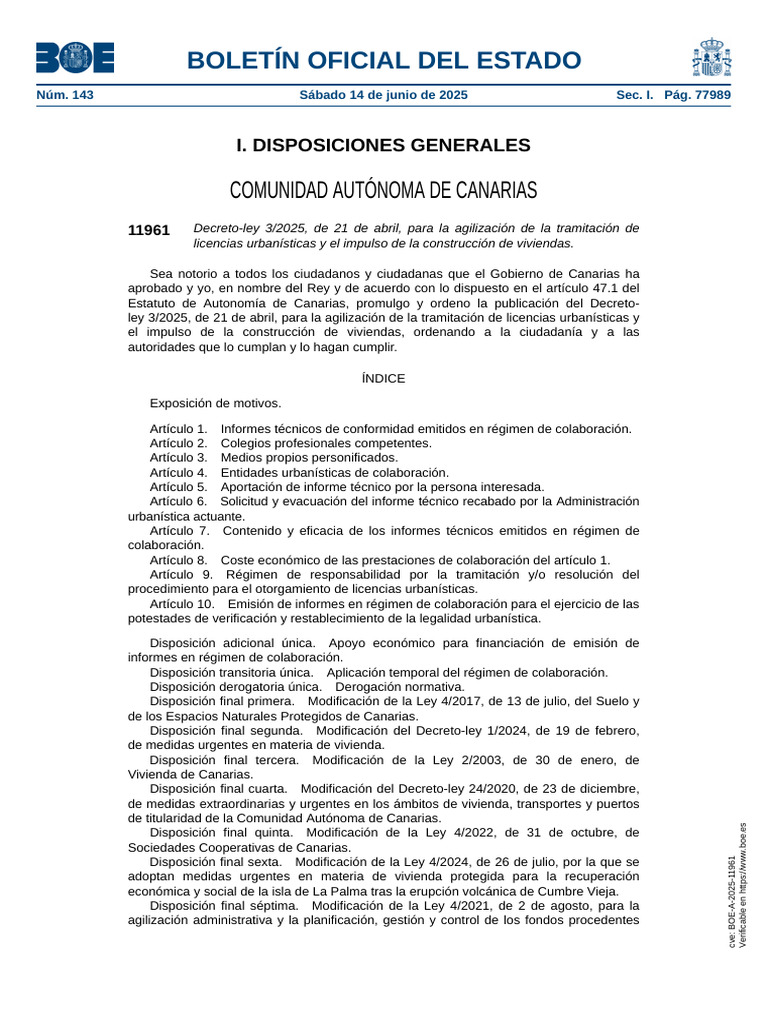 Boe A 2025 11961 | PDF | Islas Canarias | Sociedad de responsabilidad limitada