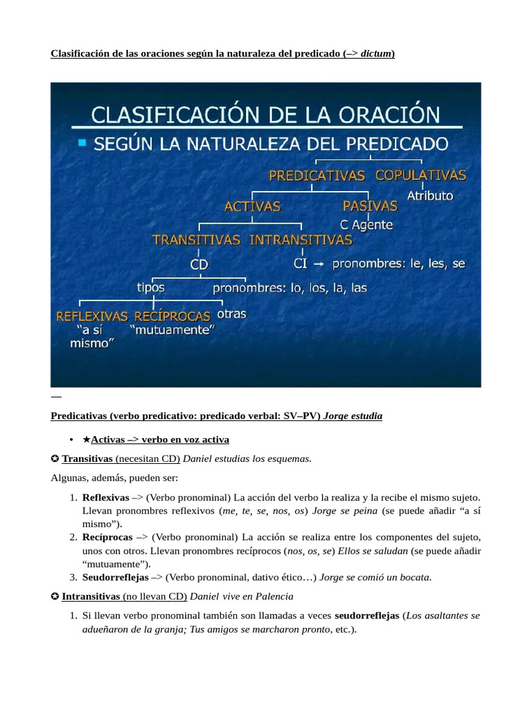 Tipos de Oración y Predicado Según Su Estructura | PDF | Verbo ...
