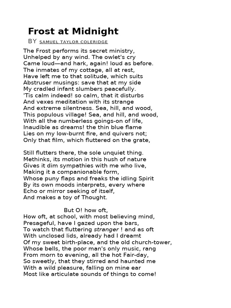 Coleridge's Frost at Midnight Reflections | PDF
