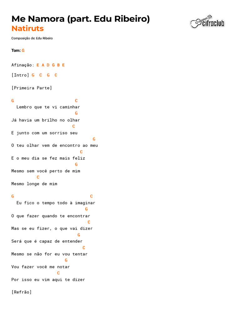 Cifra Club - Natiruts - Me Namora (Part. Edu Ribeiro) Document | PDF