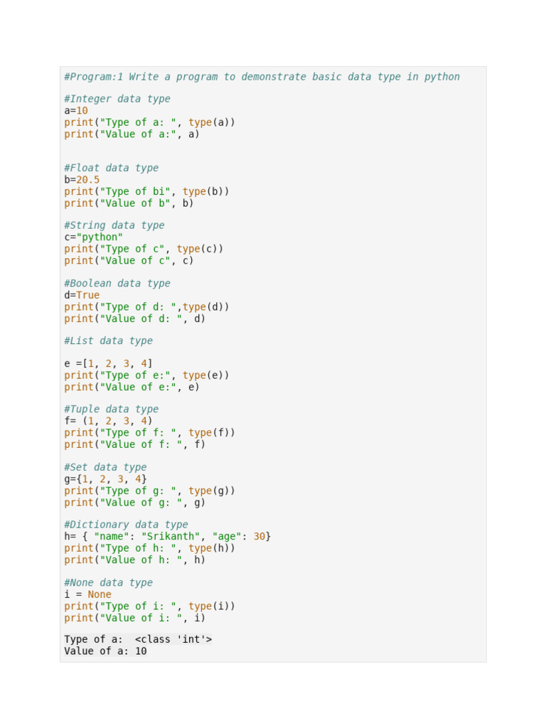Python Data Types and Operations Guide | PDF | Data Type | Multiplication