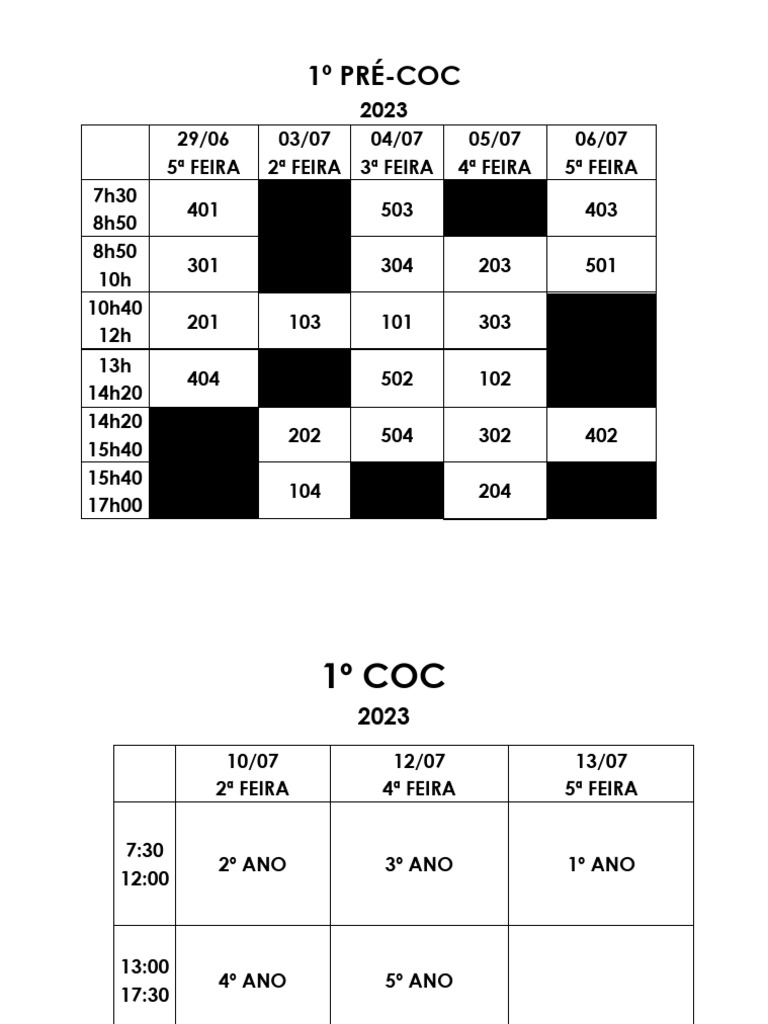 1º Pré Coc e Coc 2023 | PDF