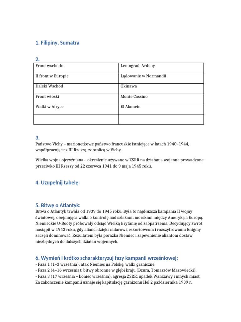 Rozwiązania II Wojna Swiatowa | PDF