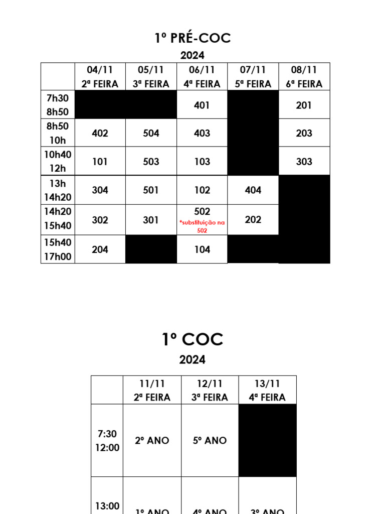 1º Pré Coc e Coc 2024 | PDF