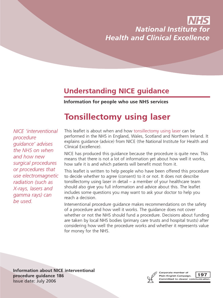 Tonsillectomy Using Laser PDF 305925949 | PDF | Surgery | National ...