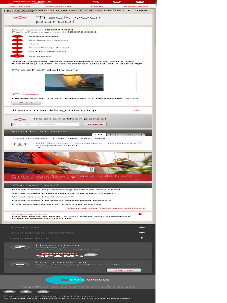 Track Your Parcel Parcelforce Worldwide | PDF