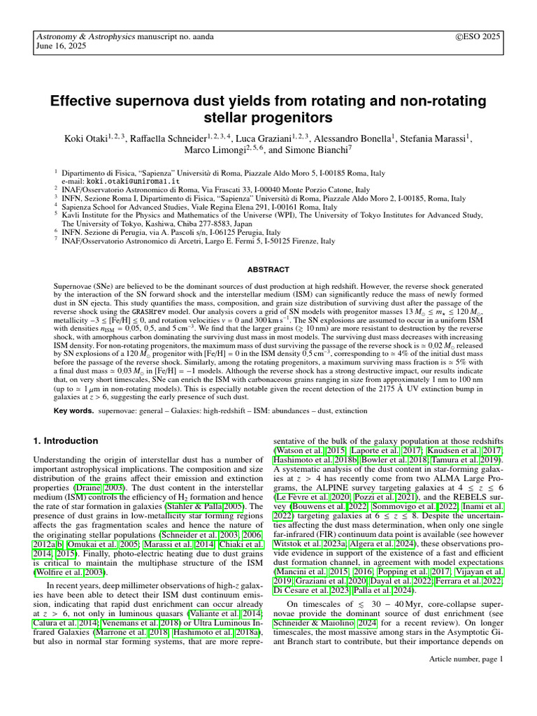 Effective supernova dust yields from rotating and non-rotating stellar progenitors | PDF ...