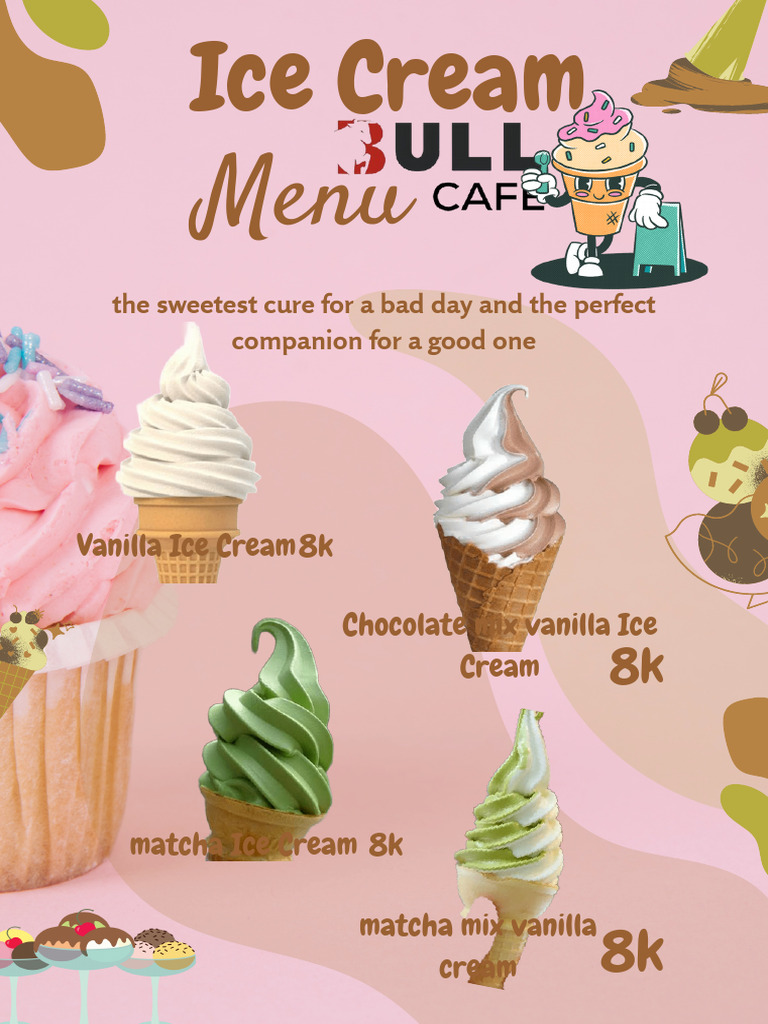 Brown and Cream Illustrative Ice Cream Menu PDF | PDF