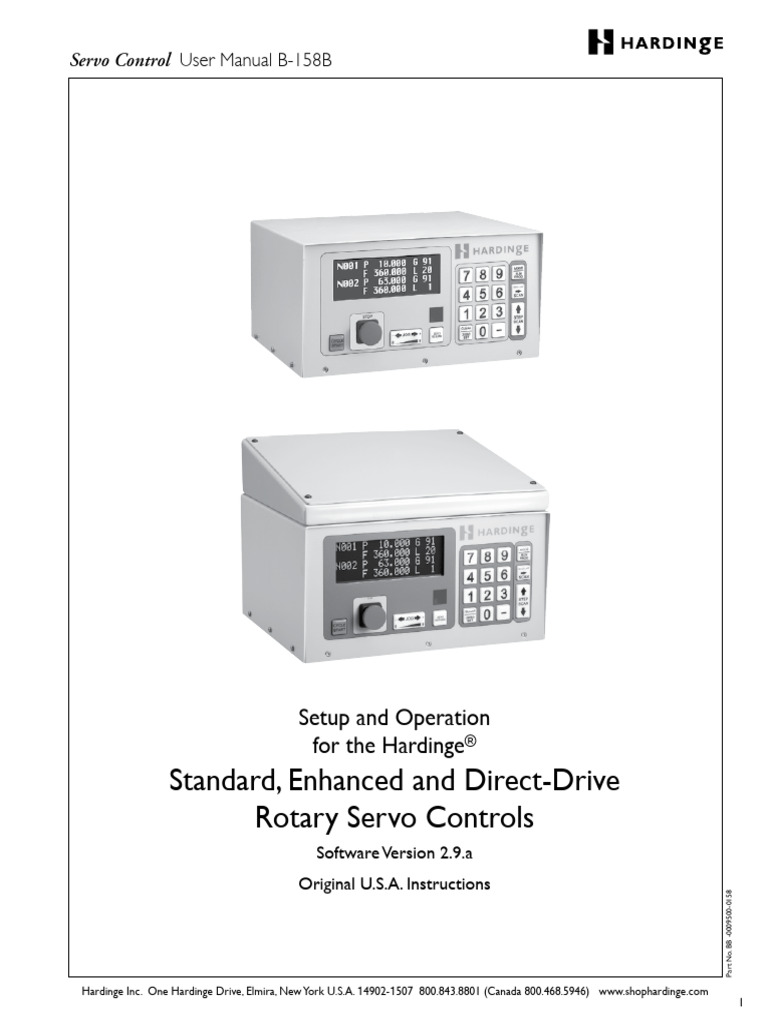 Hardinge Servo Control User Manual B-158B | PDF | Servomechanism | Machines