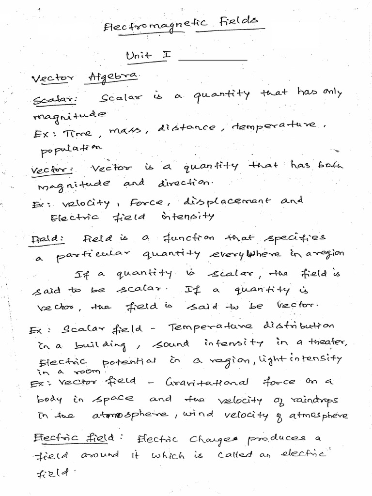 EMF Notes Unit I | PDF