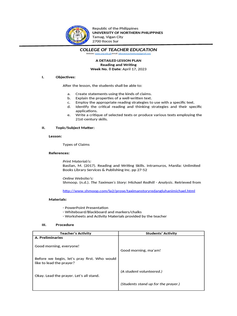 (Types of Claims) ROSARIO, Mergie L. | PDF | Punctuation | Linguistics