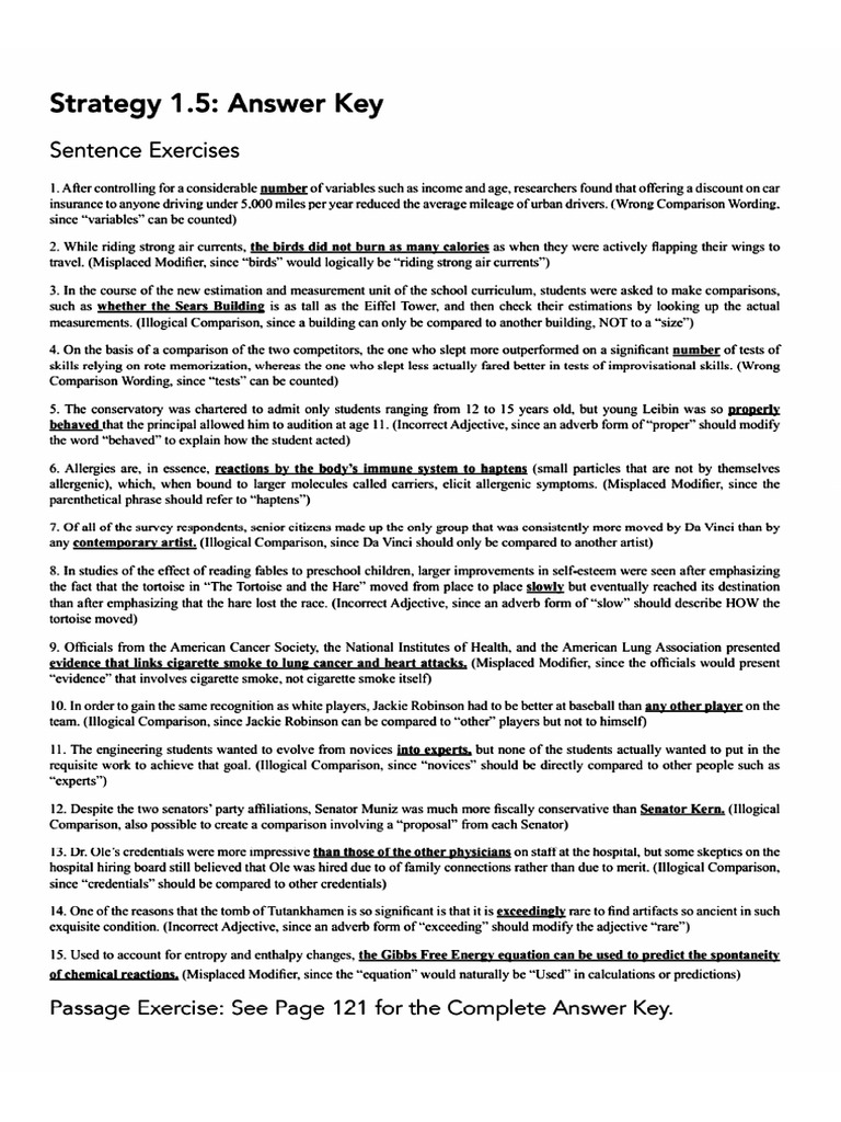 114 SAT Guide Grammar Strategy Answer Keys | PDF