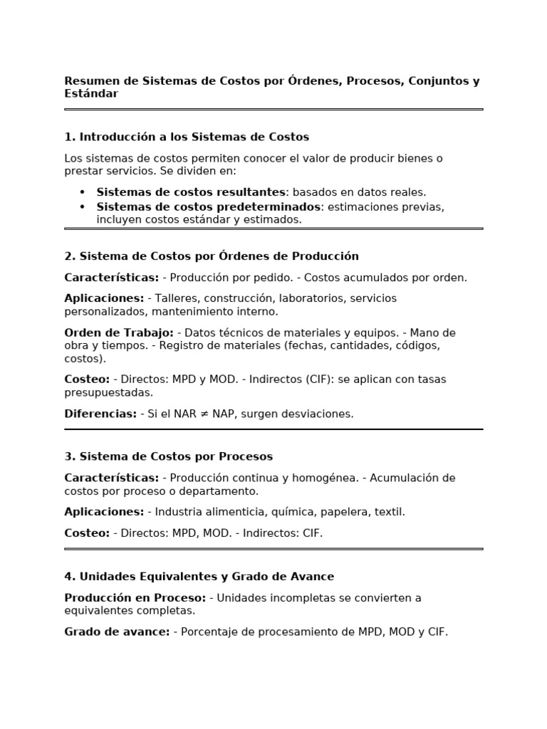 Resumen Costos Ordenes Procesos | PDF | Presupuesto