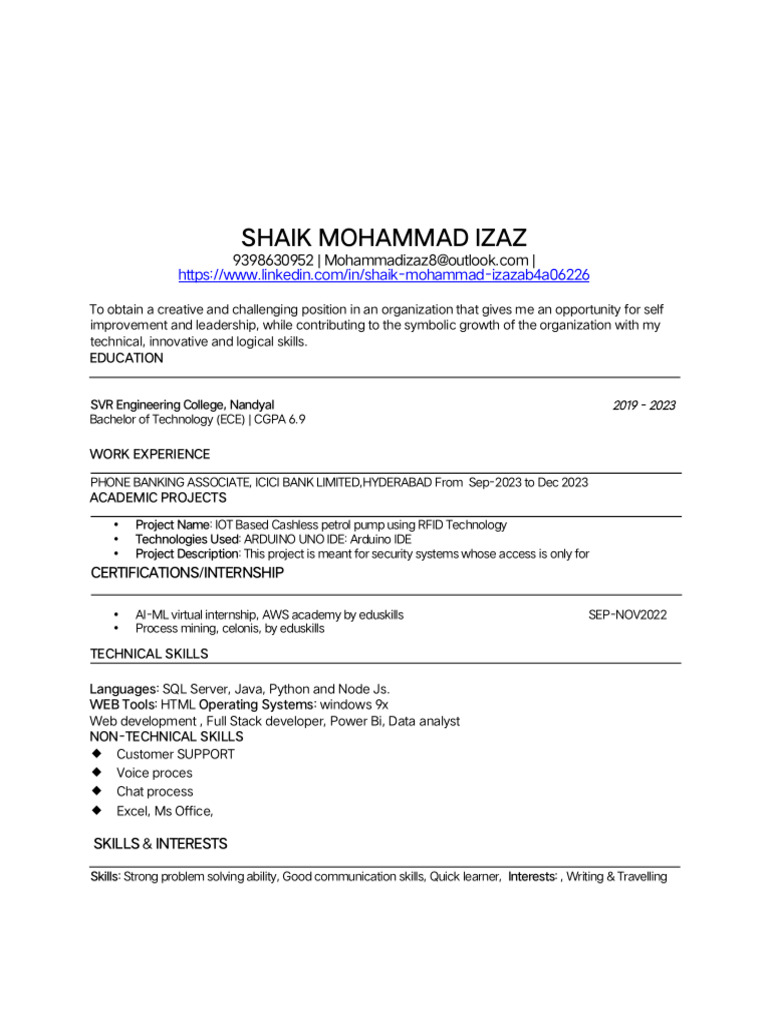 Mohammad Izaz Resume | PDF