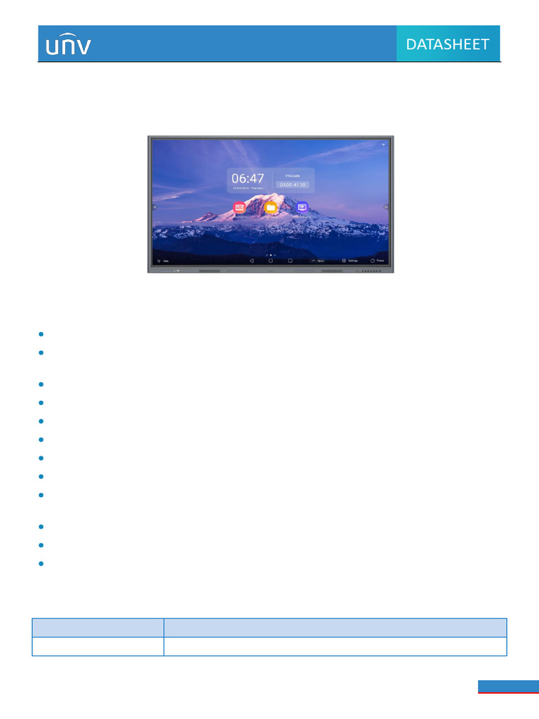 UNV MW3575-U-X 75 Inch Smart Interactive Display (1) | PDF | Wi Fi | Usb