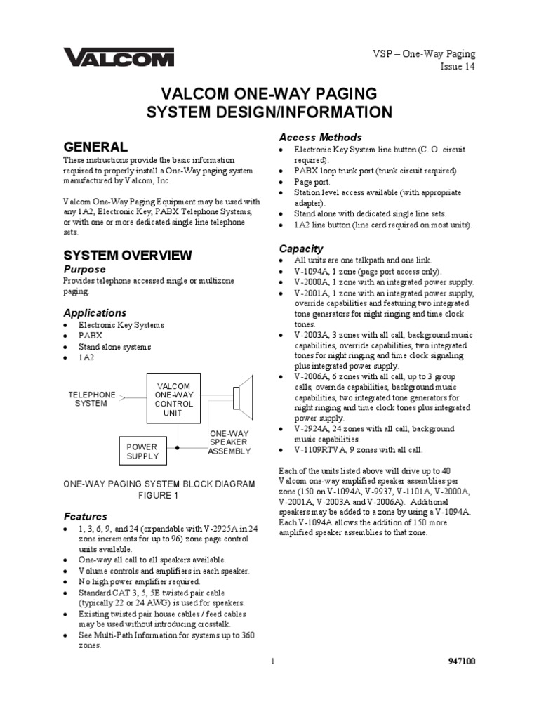 Valcom Paging Guide | PDF | Loudspeaker | Amplifier