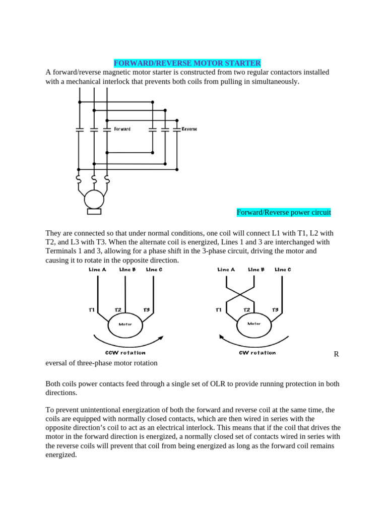 Forward/Reverse Motor Starter Overview | PDF