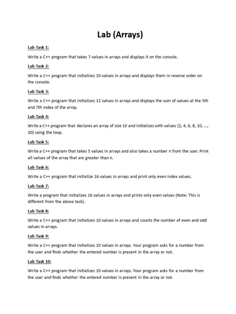 Arrays Lab 7 | PDF
