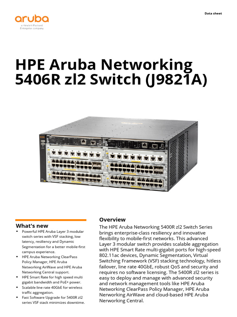 HPE Aruba 5406R Zl2 Datasheet 3 | PDF | Computer Network | Router ...