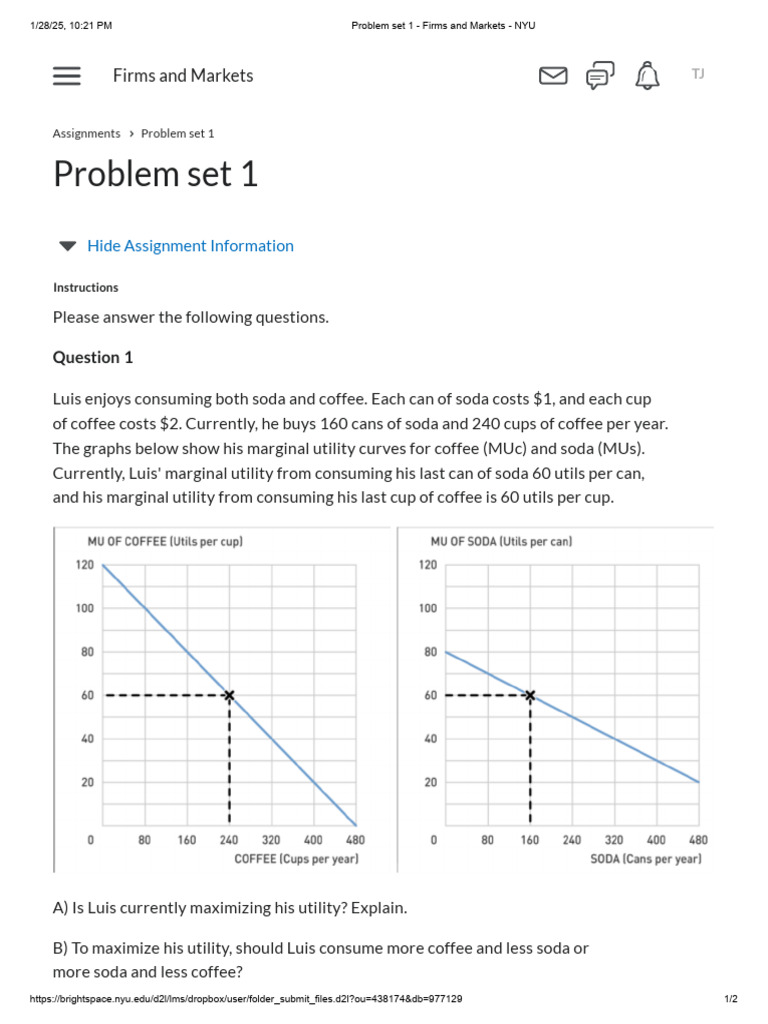 Problem Set 1 - Firms and Markets - NYU | PDF