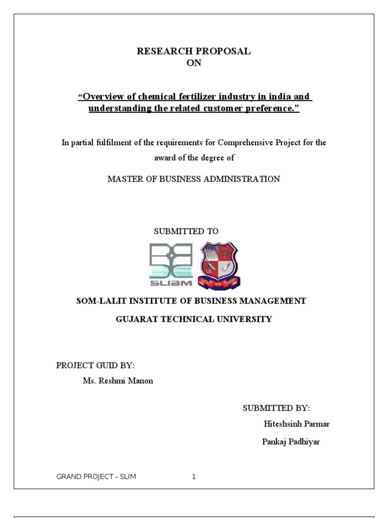 Resrarch Proposal of Chemical and Fertilizer | PDF | Agriculture ...