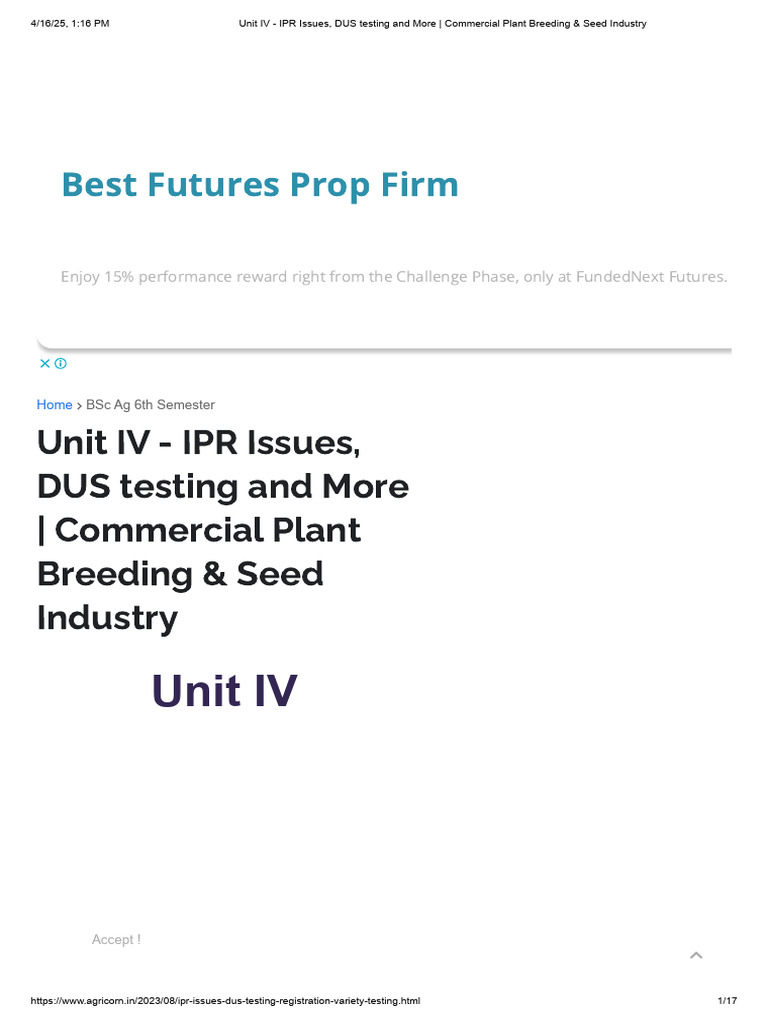 IPR and DUS Testing in Plant Breeding | PDF | Plant Breeding ...