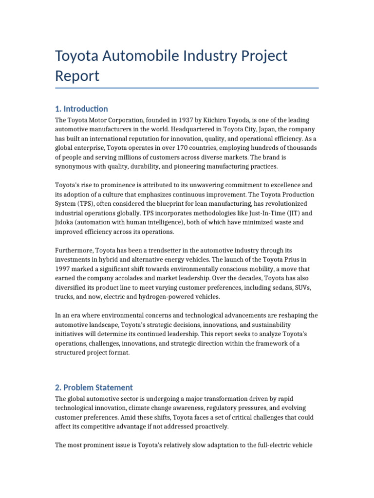 Toyota's Global Operations and Challenges | PDF | Toyota | Lean ...