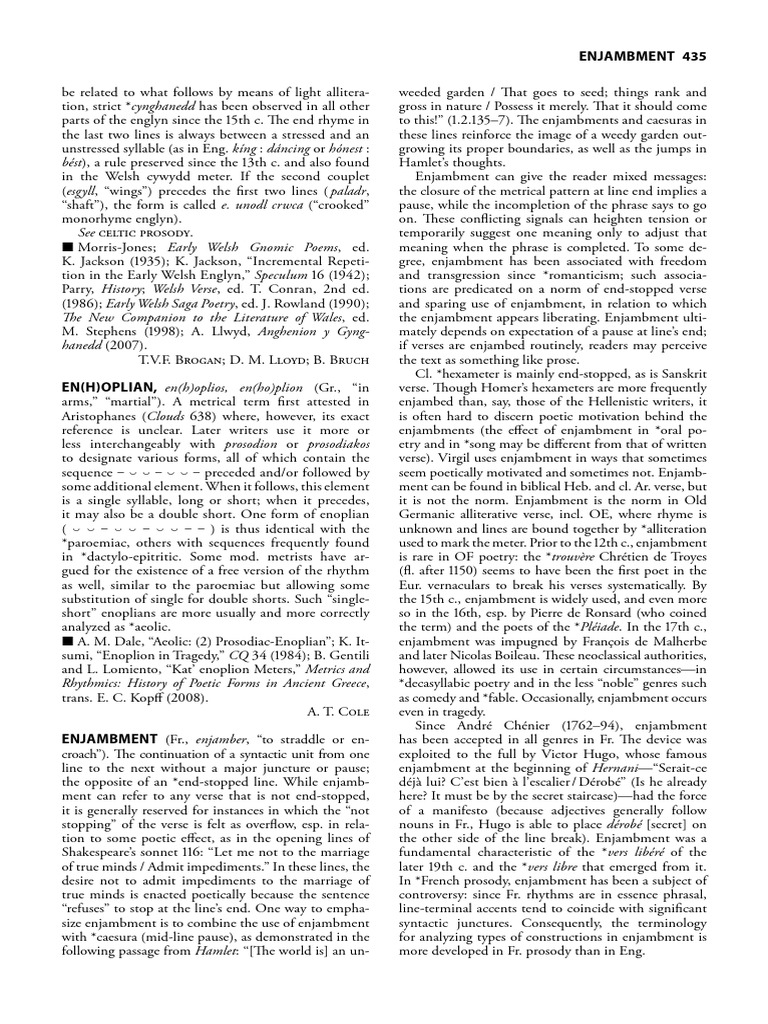 CLARKE, D. C. Enjambment. (The Princeton Encyclopedia of Poetry and ...