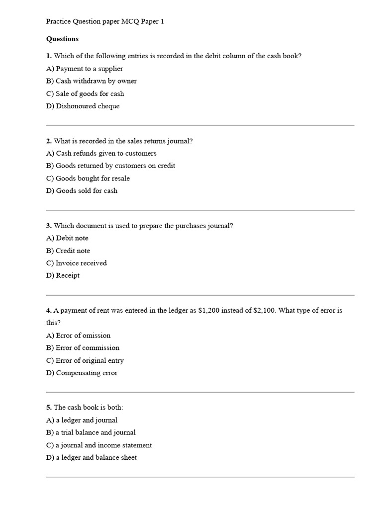 10 IGCSE Practice Paper | PDF | Debits And Credits | Financial Services